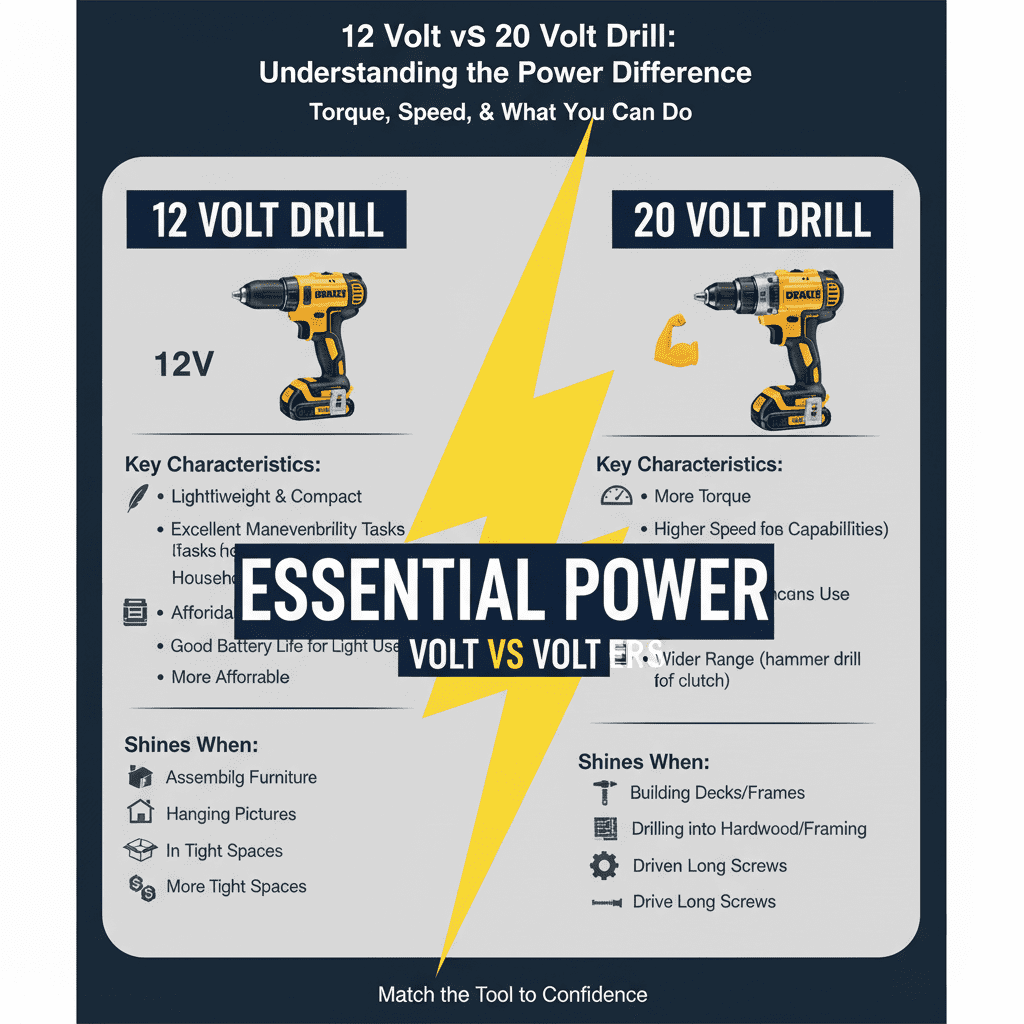 12 Volt VS 20 Volt Drill: Essential Power Comparison